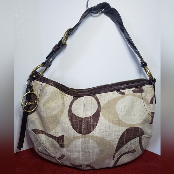 Coach | Bags | Coach Signature Logo Big C Tonal Canvas Hobo Shoulder ...